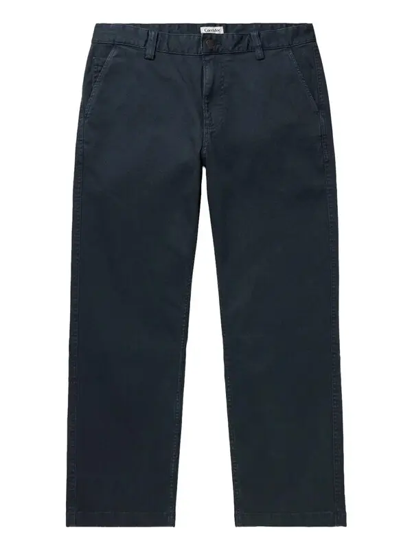 CORRIDOR Straight-leg Stretch-cotton Twill Trousers - Blue