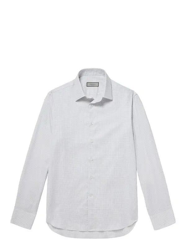 Canali Checked Cotton-poplin Shirt - White