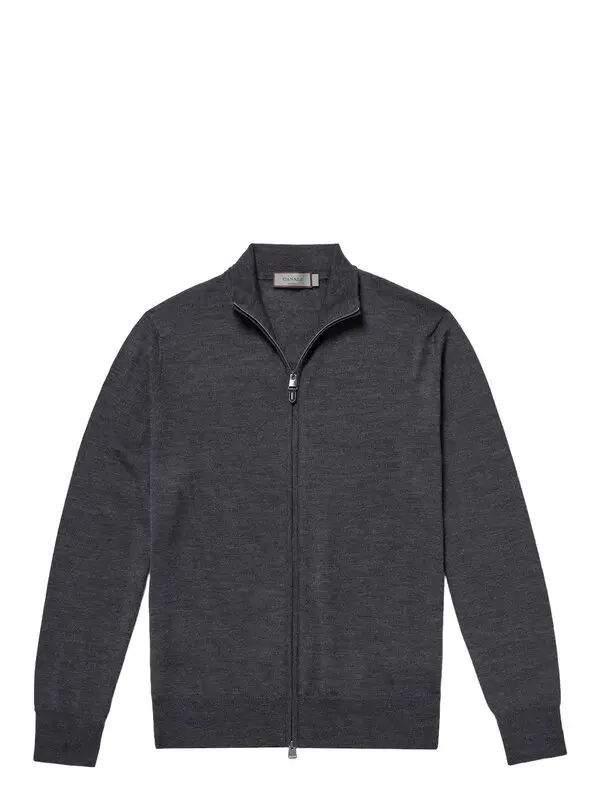 Canali Wool Zip-up Cardigan - Gray