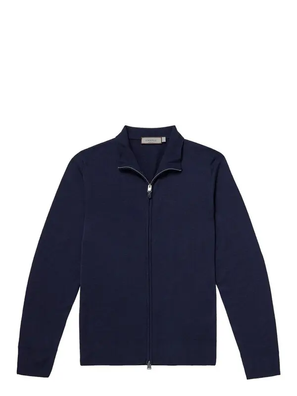 Canali Wool Zip-up Cardigan - Blue