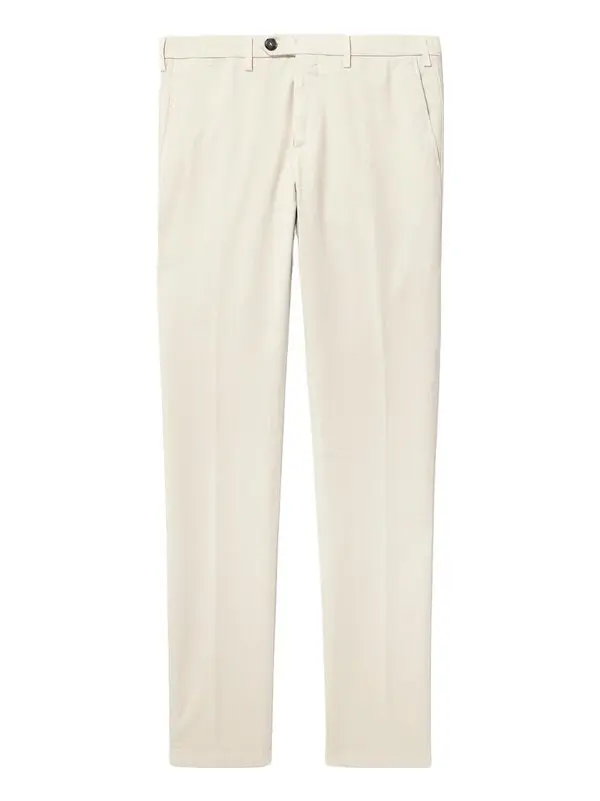 Canali Slim-fit Straight-leg Garment-dyed Stretch-cotton Twill Chinos - Neutrals
