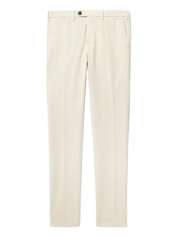 Canali Slim-fit Straight-leg Garment-dyed Stretch-cotton Twill Chinos - Neutrals