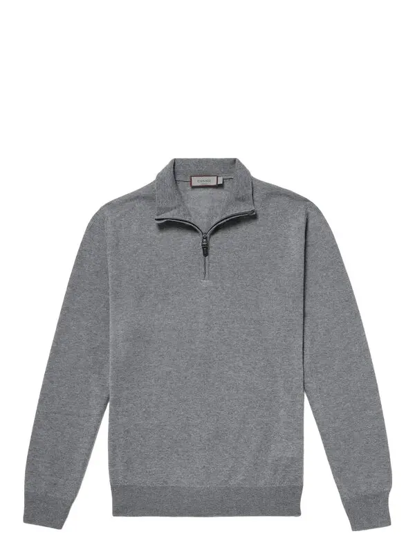 Canali Wool Half-zip Sweater - Gray