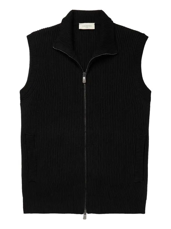 PIACENZA CASHMERE 1733 Ribbed Cashmere Gilet - Black