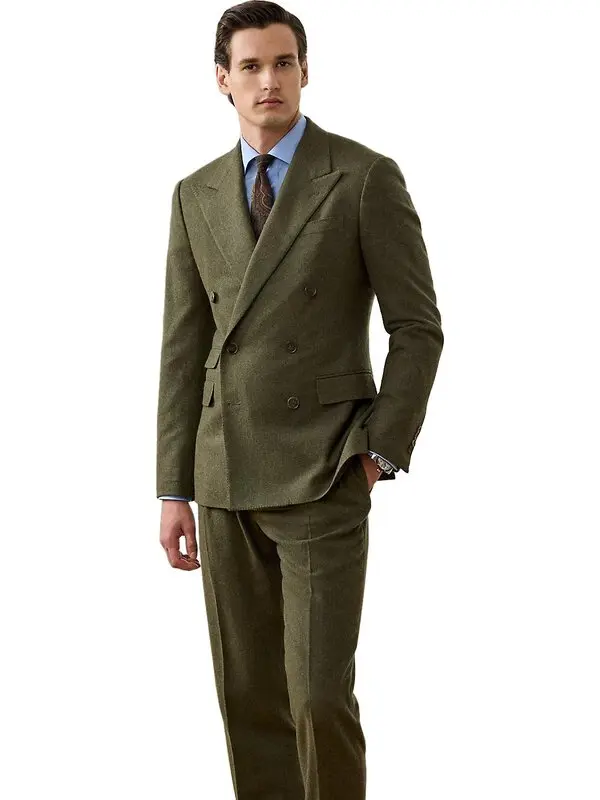 Ralph Lauren Kent Hand-tailored Textured Twill Suit - Loden Melange