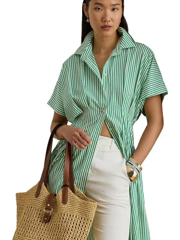 Ralph Lauren Woven Straw Large Tasha Tote Bag - Natural/lauren Tan