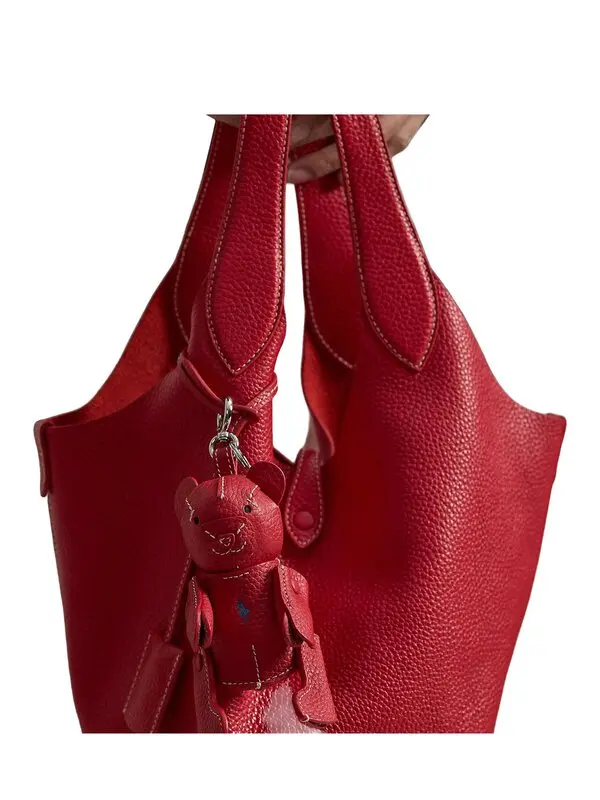 Ralph Lauren Polo Bear Leather Bag Charm - Cherry