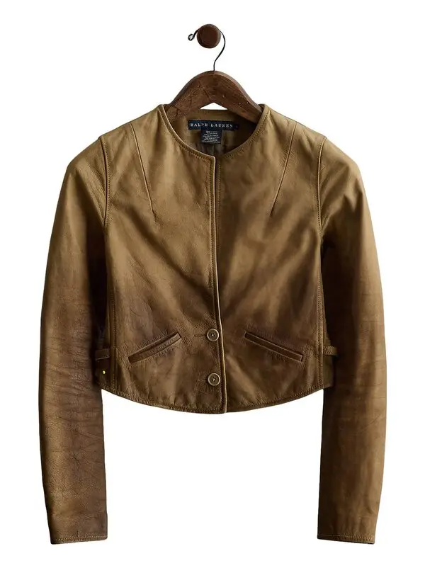 Ralph Lauren Cropped Leather Jacket - Tan