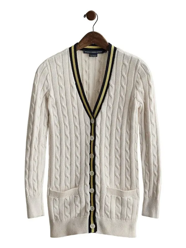 Ralph Lauren Cable Cotton Cardigan - White
