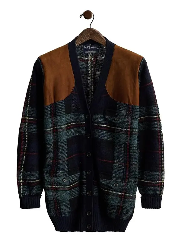 Ralph Lauren C. 1990 Plaid Wool Cardigan - Multi