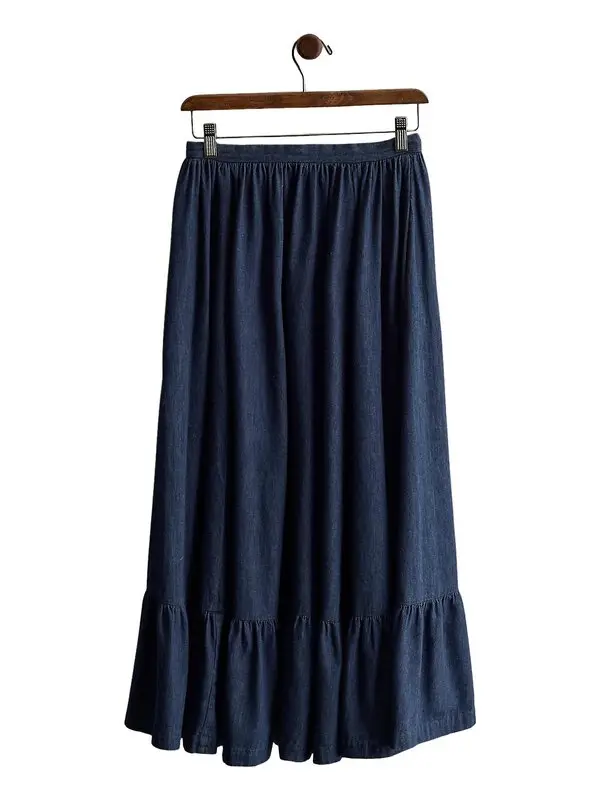 Ralph Lauren C. 1980s Cotton Denim Skirt - Blue