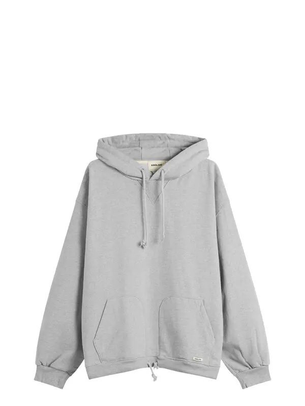 ANGLAN Double Valley Tuck Sweat Hoodie - Melange Grey