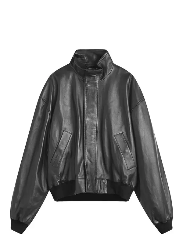 Balenciaga Smooth Grainy Leather Blouson - Black