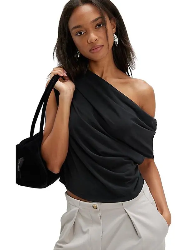 Free People Off-the-shoulder Draped Top - Black