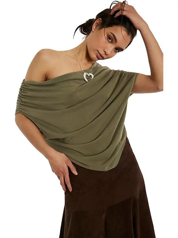 Free People Off-the-shoulder Draped Top - Capulet Olive