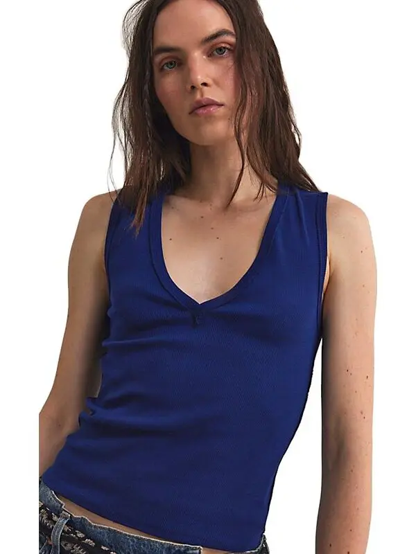 Free People We The Free Neria V-neck Tank Top - Indigo Pura