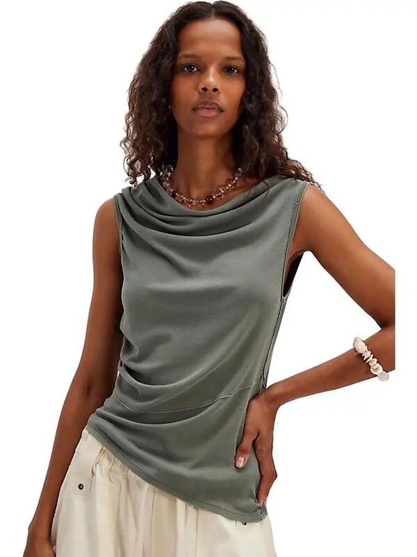 Free People We The Free Lola Asymmetrical Hem Tank Top - Olive Leaves