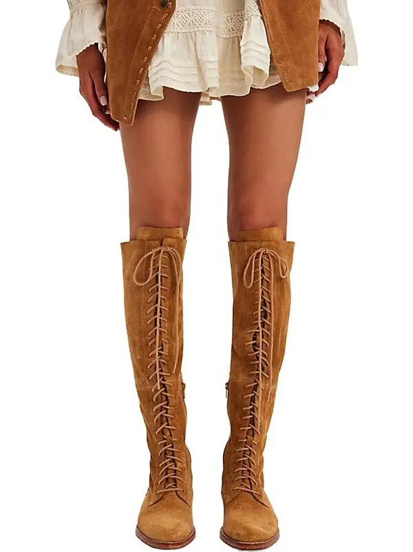 Free People Davey Over-the-knee Lace-up Boots - Camel