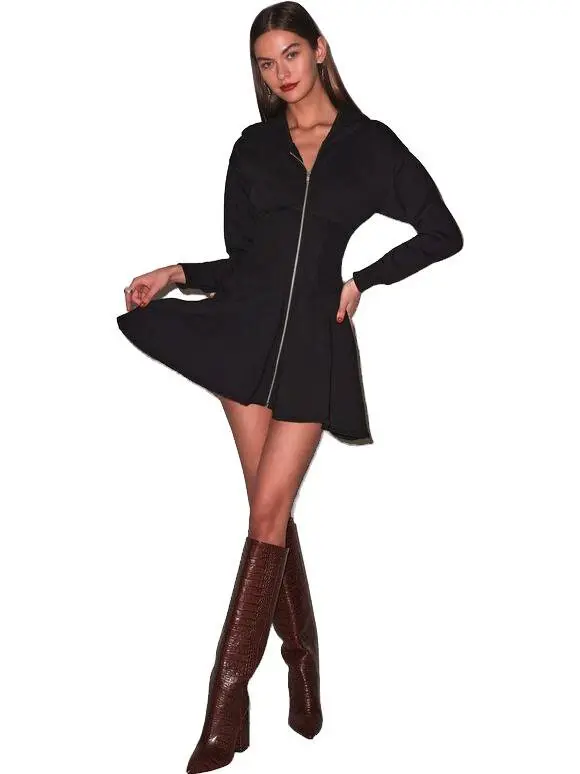 Fleur Du Mal Unzip Me Hoodie Mini Dress - Black