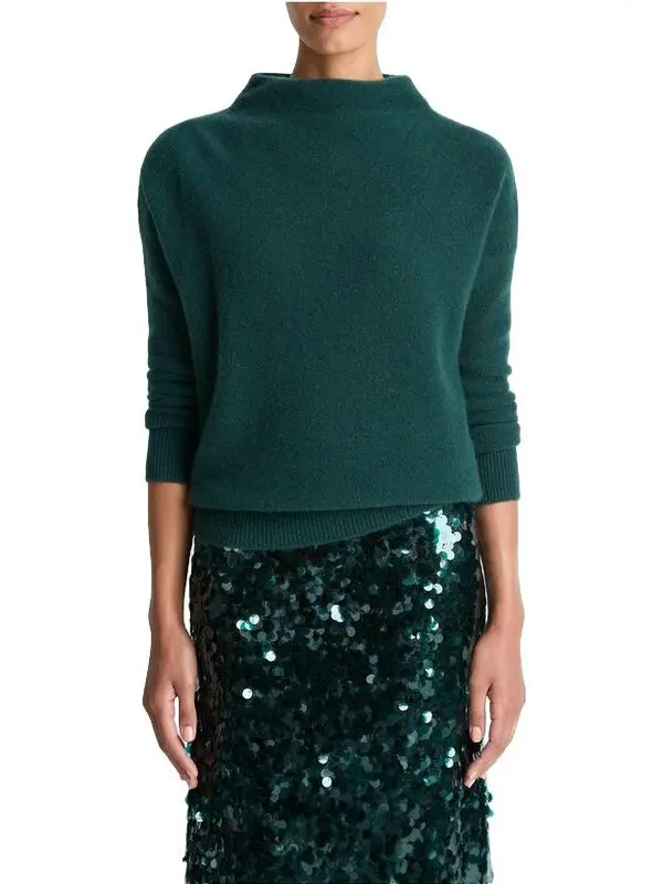 Vince Cashmere Funnel-neck Sweater - Green / Floral