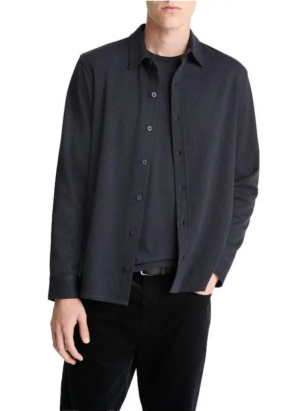 Vince Herringbone Cotton-blend Shirt - Black
