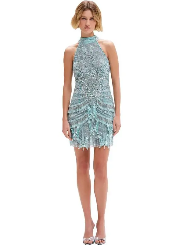 PatBO Butterfly Embroidery Mini Dress - Blue