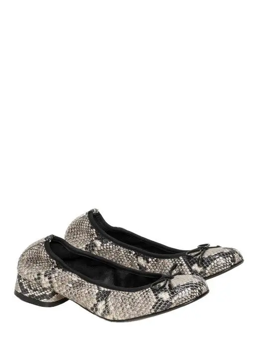 M. Gemi Python-print Nappa Leather Donatella Flats - Black