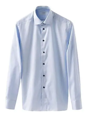 Eton Solid Signature Contemporary-fit Cotton Twill Shirt - Light Blue
