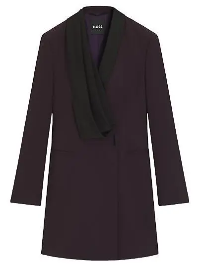 BOSS Tuxedo-style Contrast-lapel Wool Mini Dress - Open Purple