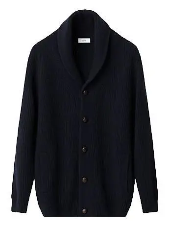 Eton Shawl Collar Wool Knit Cardigan - Navy Blue