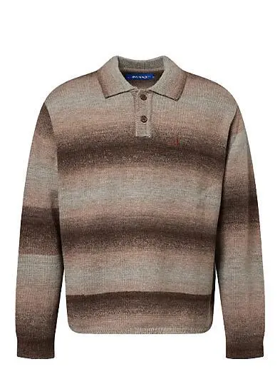 AWAKE NY Gradient Relaxed-fit Knitted Polo Jumper - Brown
