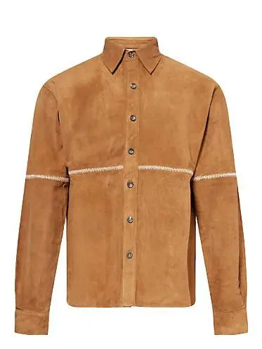 KARTIK RESEARCH Rabari Suede Shirt - Tan/ecru