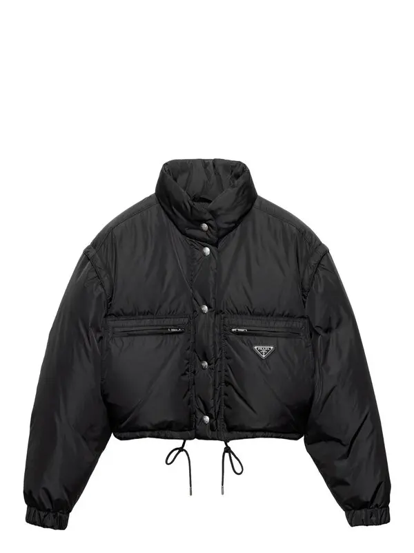 Prada Cropped Re-nylon Down Jacket - Black