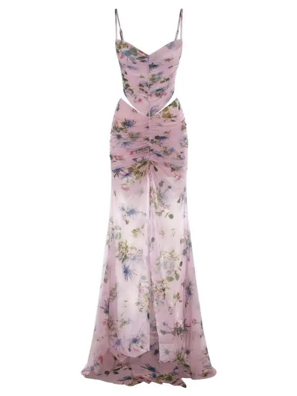 Blumarine Floral-patterned Maxi Dress - Dahlia/brilliant Blu