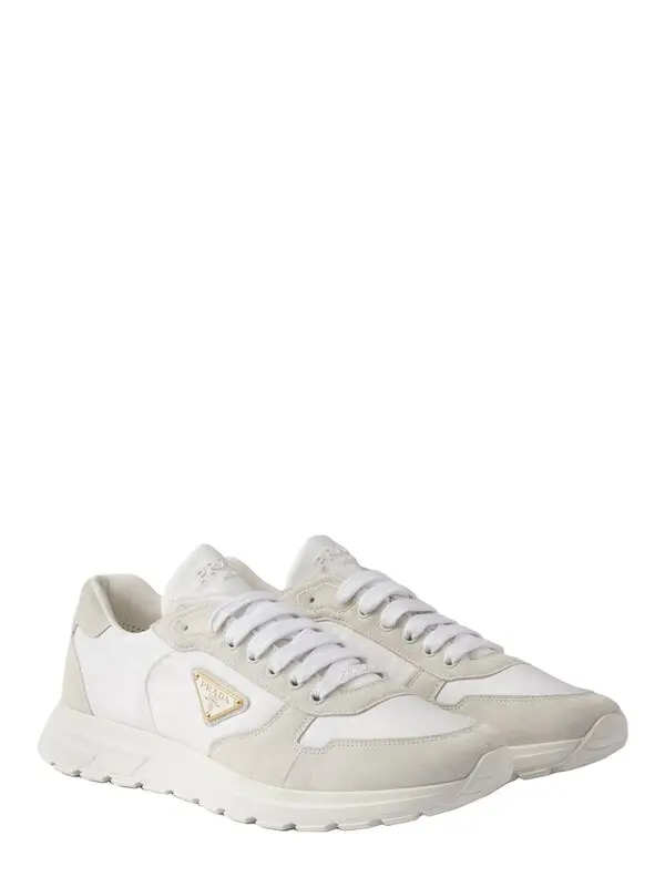 Prada Re-nylon And Suede Sneakers - White