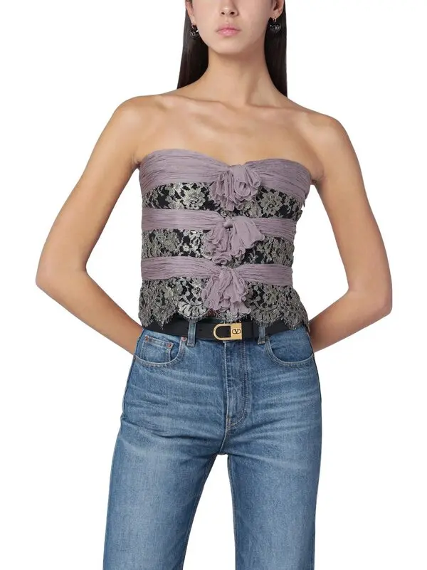 Valentino Garavani Chiffon Silk Top - Grey