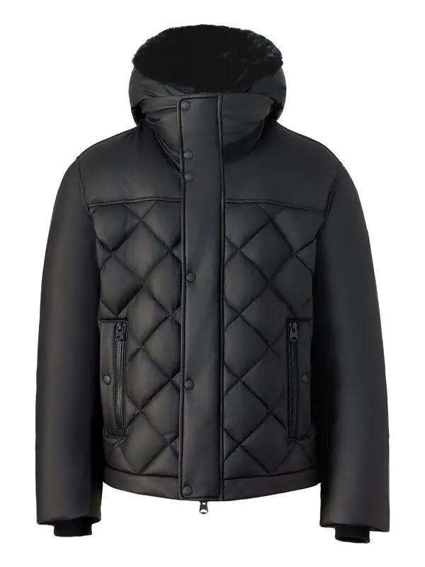 Mackage Diamond-quilted Leather Jacket With Shearling Hood - Black