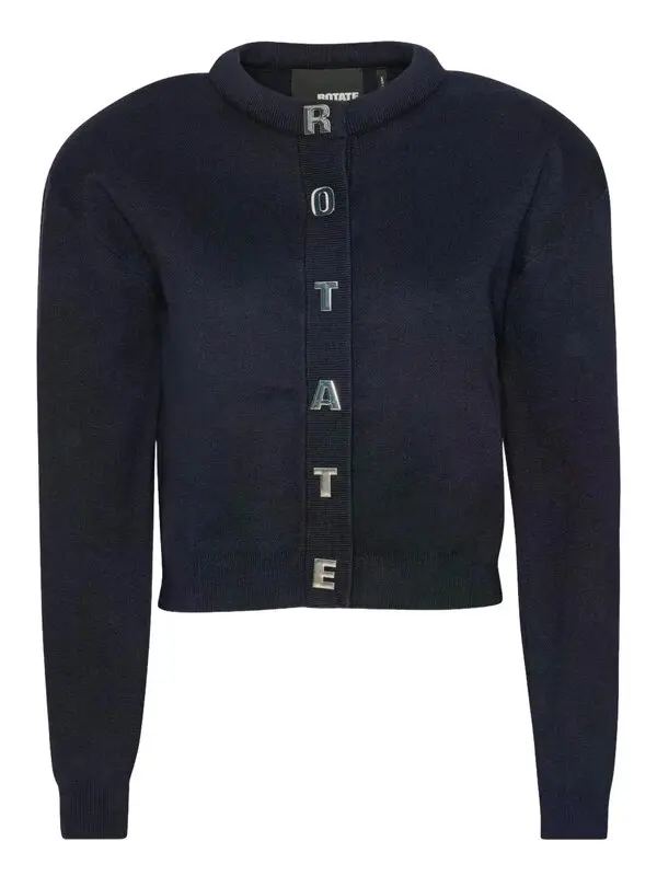 ROTATE BY BIRGER CHRISTENSEN Letter Embellishment Knit Cardigan - Blue