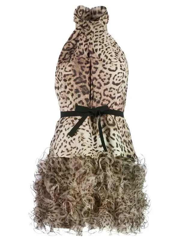 Giambattista Valli Printed Ruffled Dress - Leopard