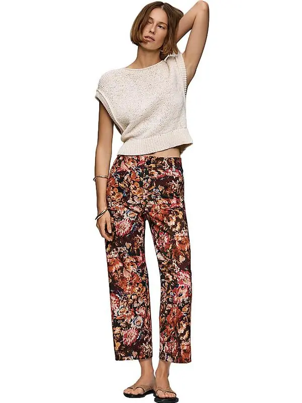 Maeve The Colette Crop Printed Ponte Pants - Red Floral