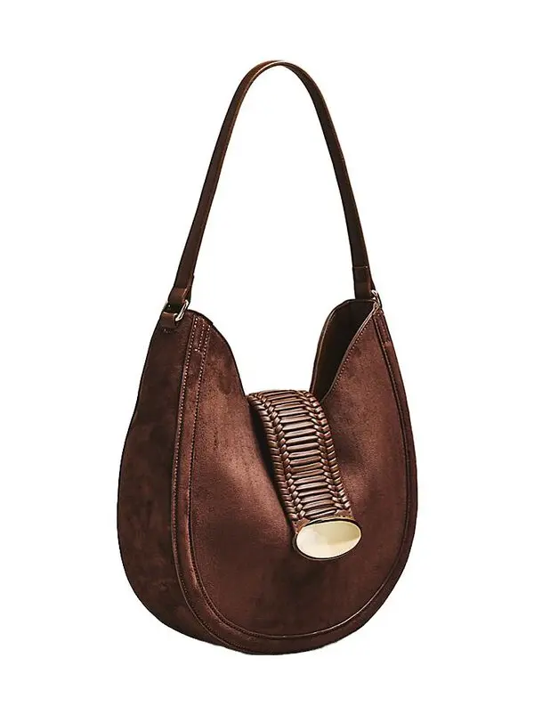 Anthropologie Faux-suede Shoulder Bag - Chocolate