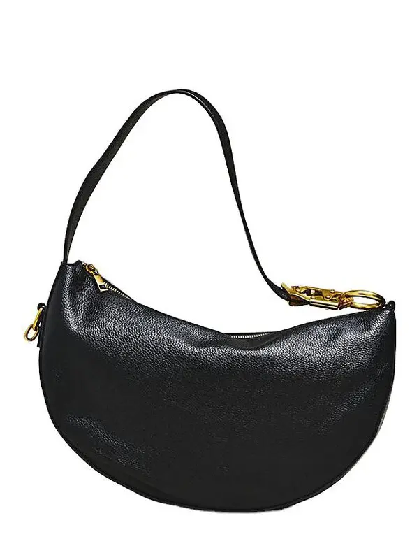 Anthropologie Faux Leather Slouchy Shoulder Bag With Buckle - Black