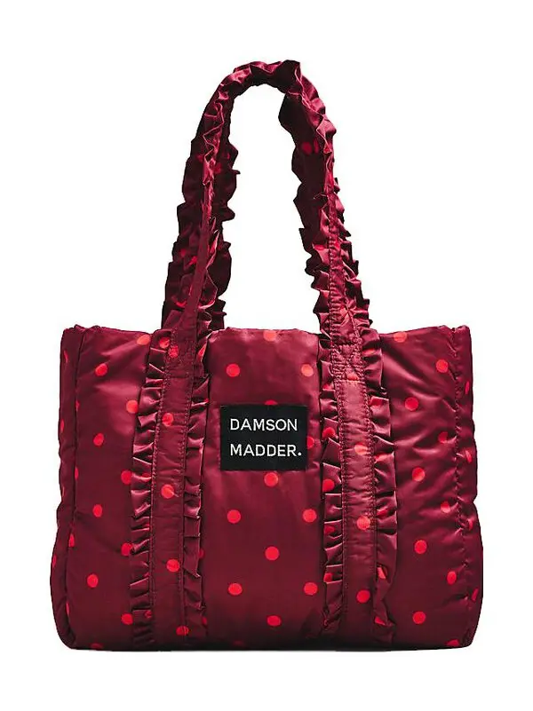 DAMSON MADDER Polka Dot Frilled Tote Bag - Burgundy