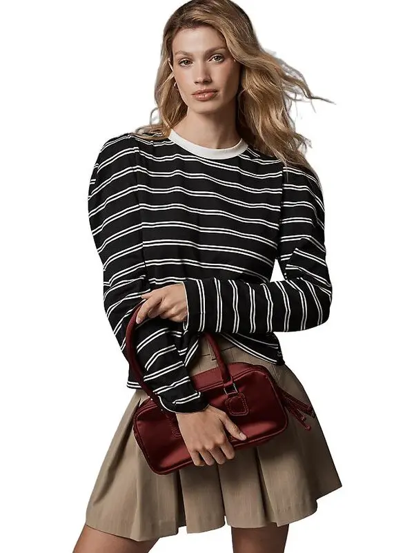 English Factory Striped Boxy Top - Black & Ivory