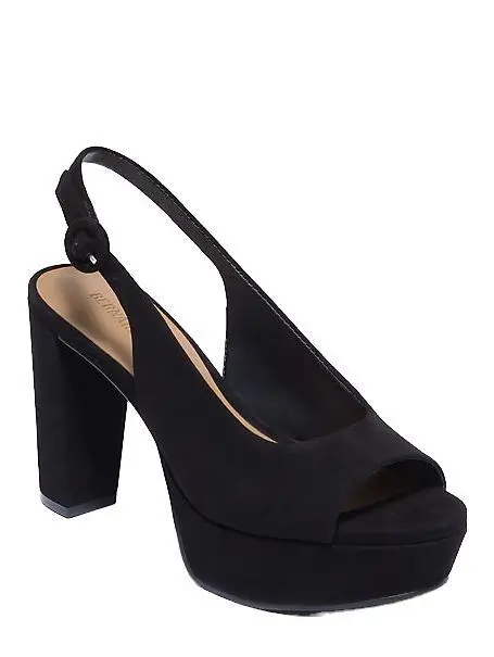 Bernardo Vega Peep-toe Platform Slingback Heels - Black