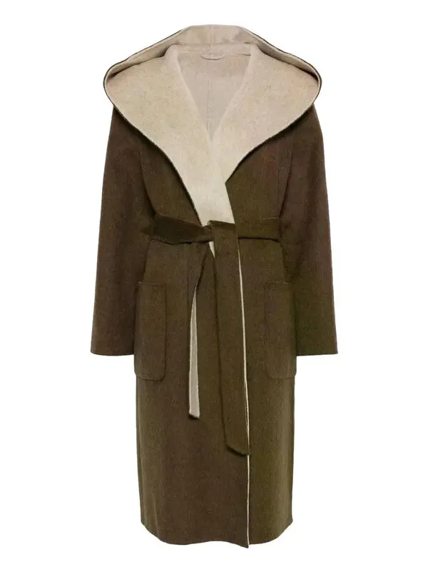 P.a.r.o.s.h Hooded Belted Coat - Brown