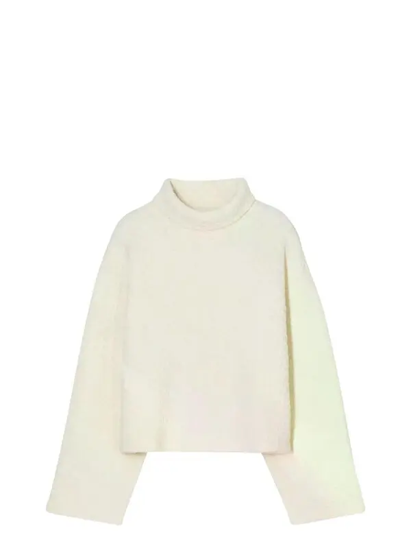 Closed High-neck Textured Sweatshirt - Neutrals
