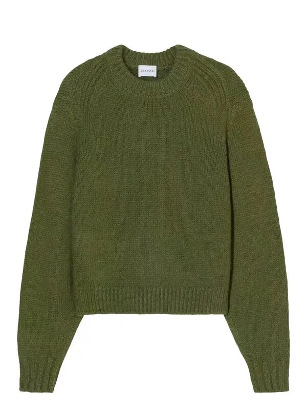 Closed Long Sleeve Crew-neck Sweater - Green