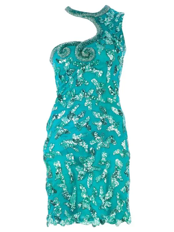 GEORGES MAK Madje Sequinned One-shoulder Dress - Blue