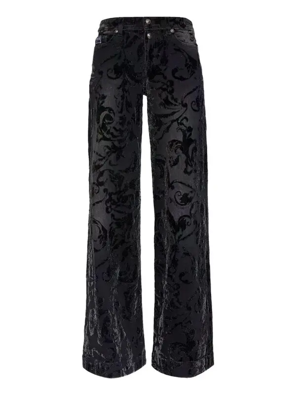 Versace Floral-pattern Flared Jeans - Black